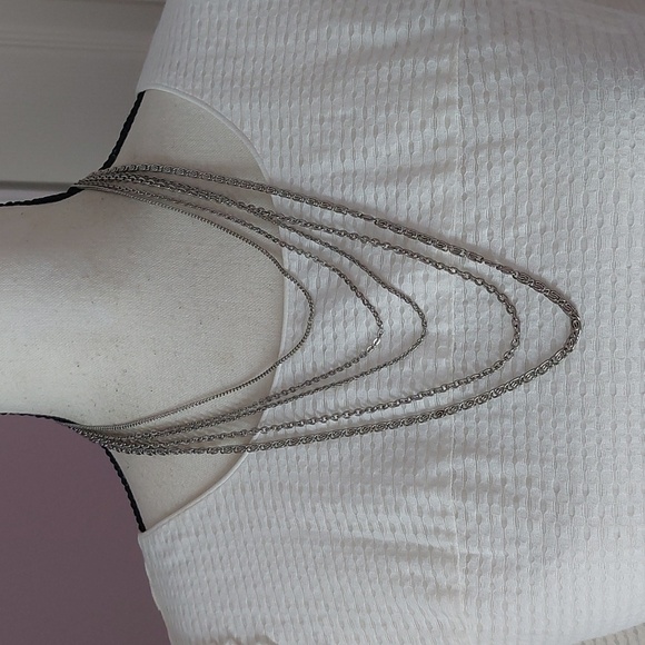 Vintage | Jewelry | Vintage Silver Tone Multistrand Layered Chain ...